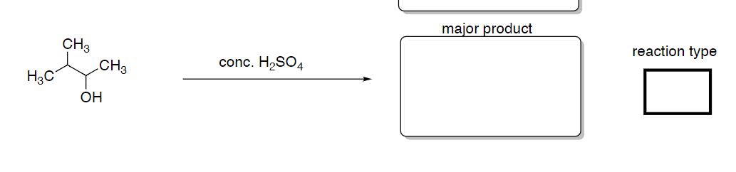 Solved major product reaction type CH3 CH3 H2C OH conc. | Chegg.com