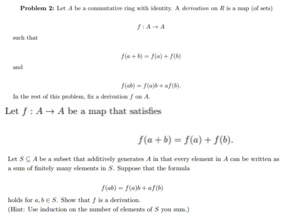 Solved Problem 2: Let A be a commutative ring with identity. | Chegg.com