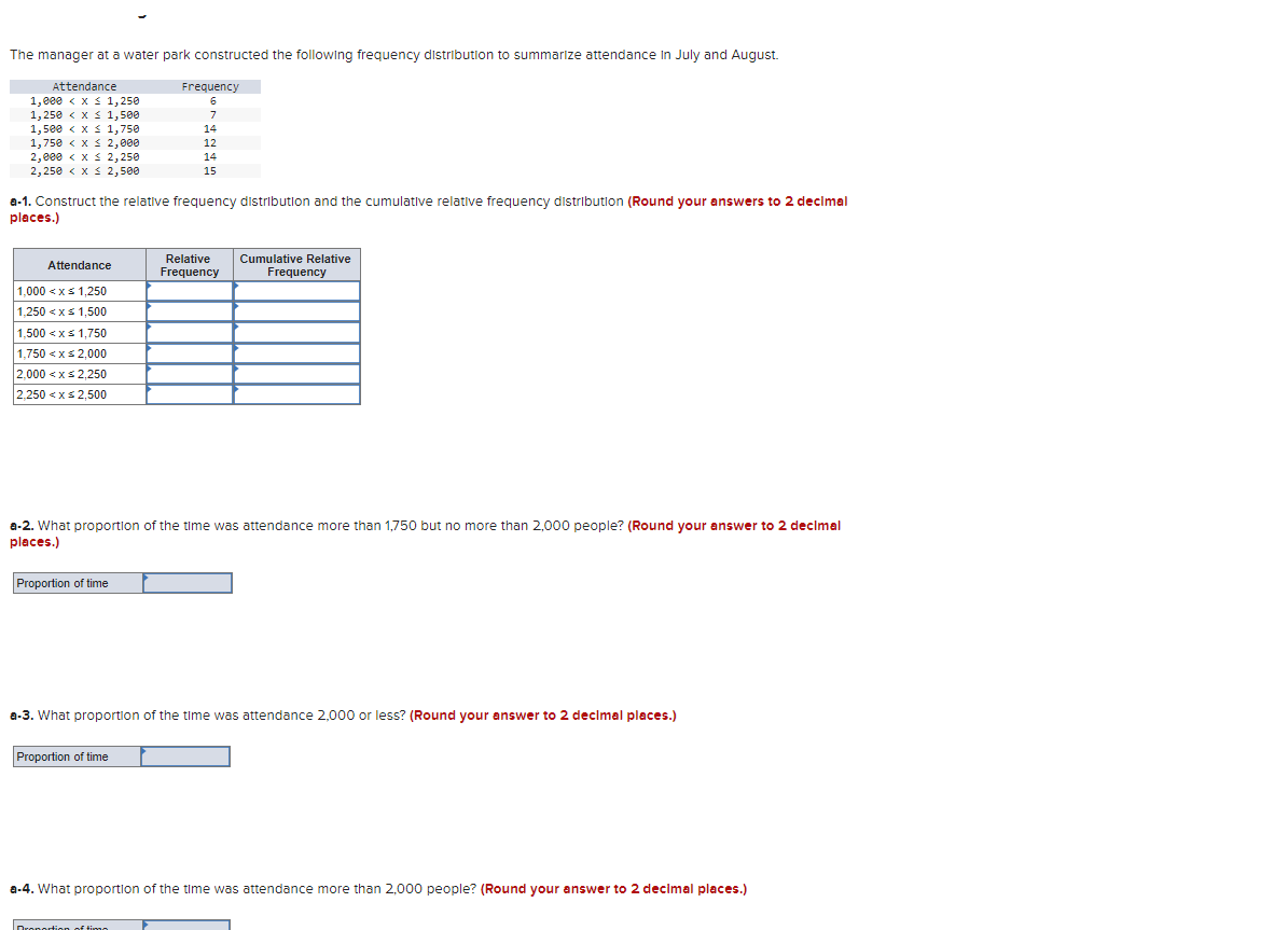Solved a-1. Construct the relative frequency distribution | Chegg.com