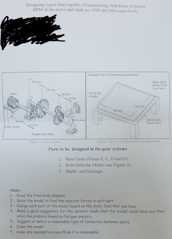 Solved Designing a gear train capable of transmitting 100k | Chegg.com