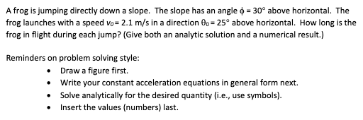 Solved A frog is jumping directly down a slope. The slope | Chegg.com