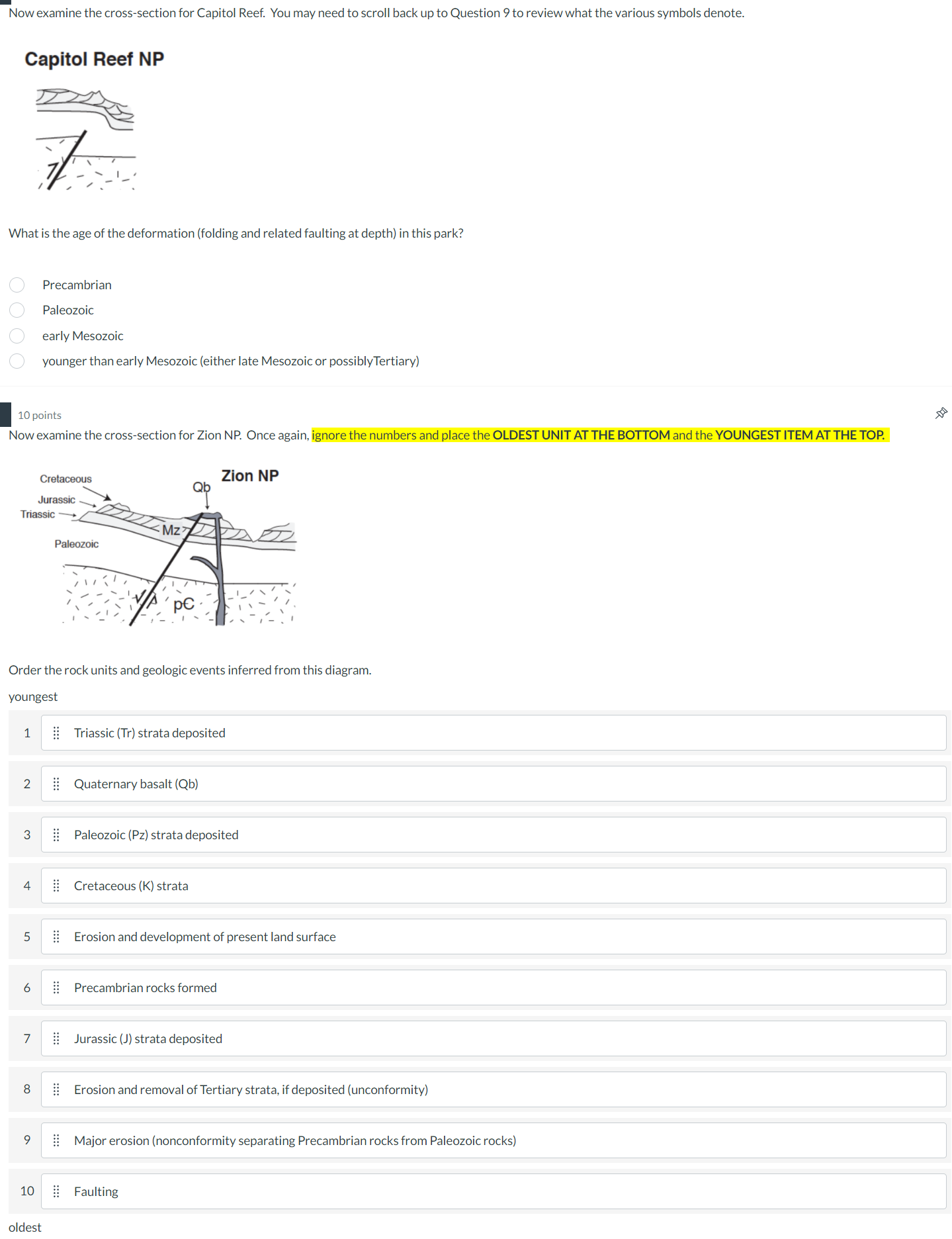 Solved PART 3. GEOLOGIC HISTORY OF THE COLORADO PLATEAU | Chegg.com