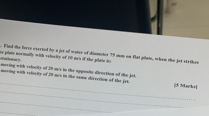 Solved Find The Force Exerted By A Jet Of Water Of