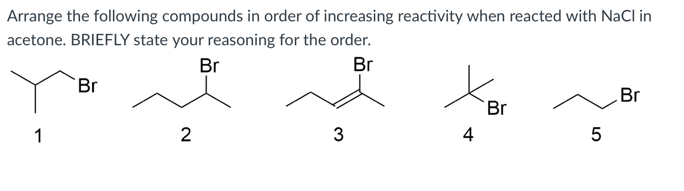 Solved Rank in order of increasing rate of SN2 substitution | Chegg.com