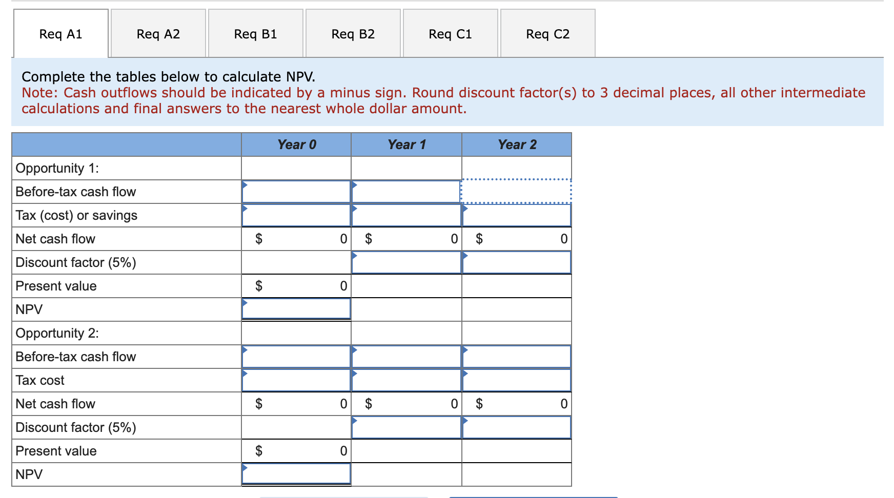 Solved Complete the tables below to calculate NPV. Assume | Chegg.com