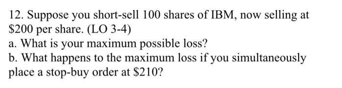 Solved Suppose you short-sell 100 shares of IBM, now selling | Chegg.com