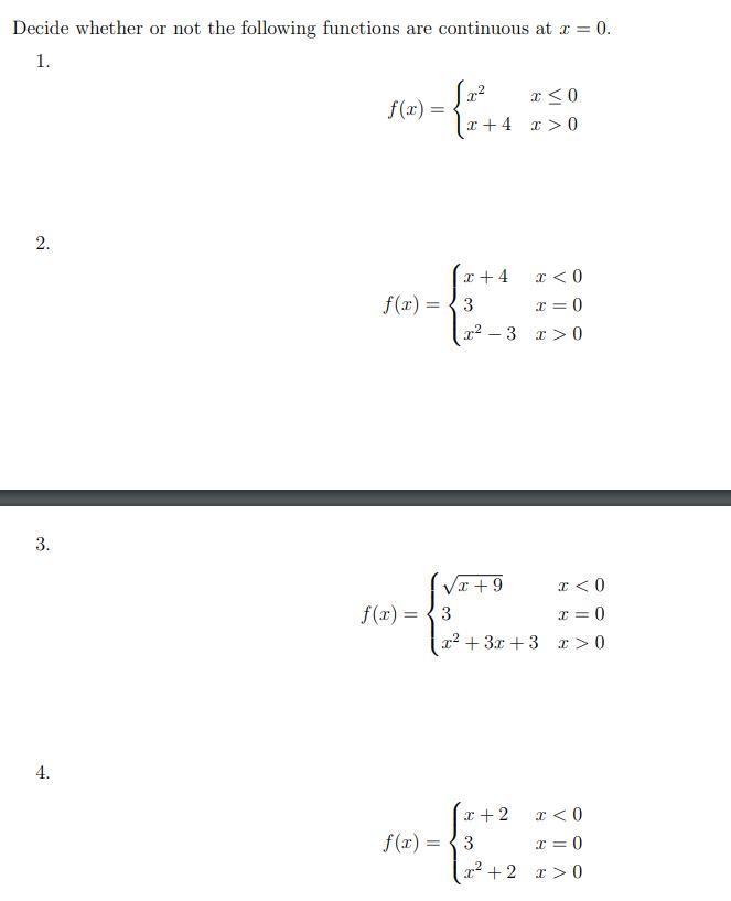 Solved Decide whether or not the following functions are | Chegg.com