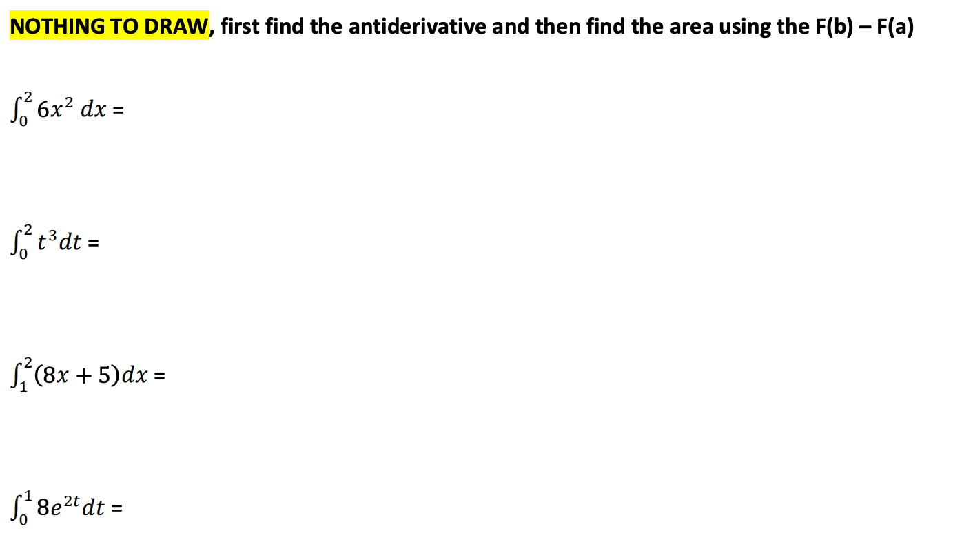 Solved NOTHING TO DRAW, first find the antiderivative and | Chegg.com