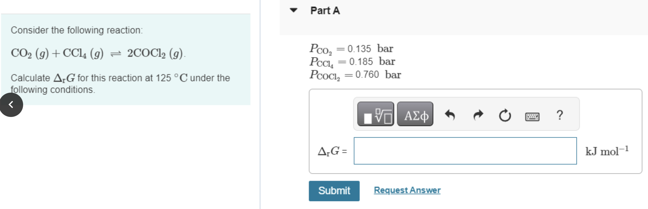Solved Part AConsider the following | Chegg.com