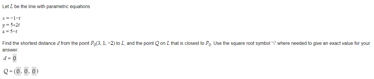 Solved Let L be the line with parametric equations | Chegg.com