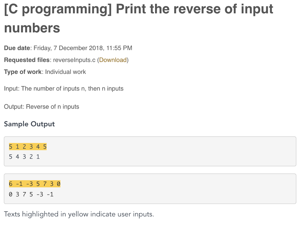 Solved [C programming] Print the reverse of input numbers | Chegg.com