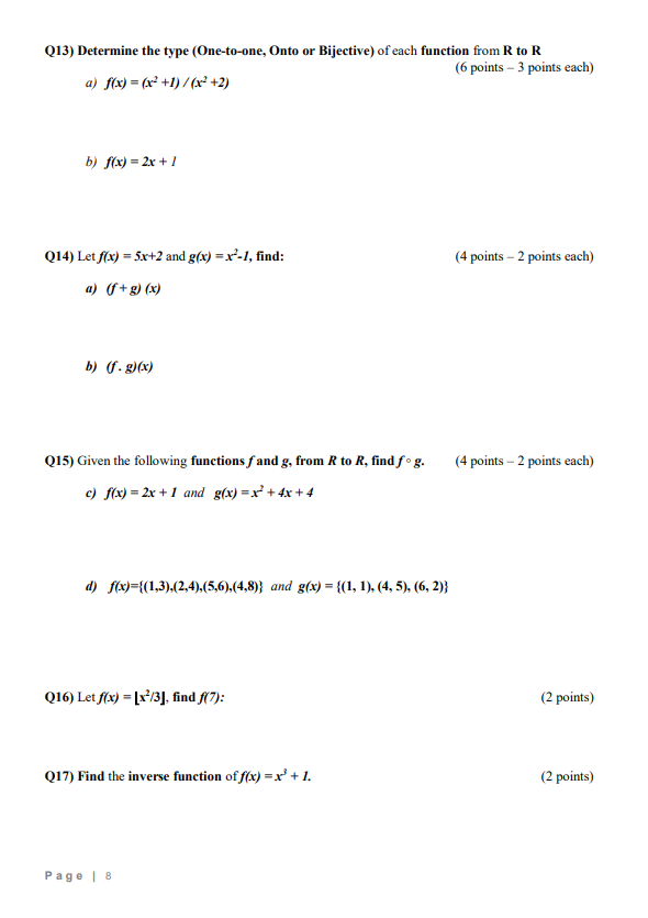 Solved Q13) Determine the type (One-to-one, Onto or | Chegg.com Solved Q13) Determine the type (One-to-one, Onto or | Chegg.com