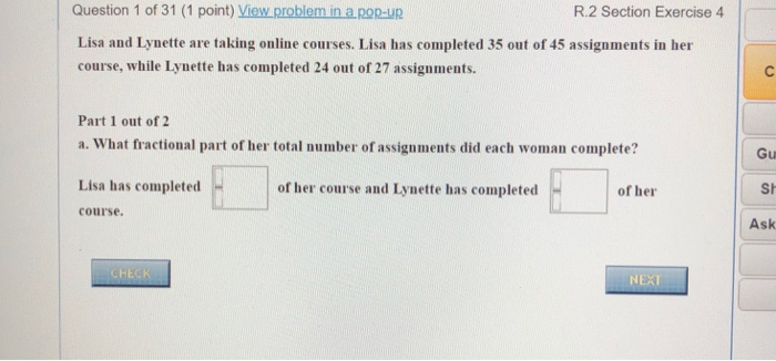 Solved Question 1 of 31 (1 point) View problem in a pop-Up | Chegg.com