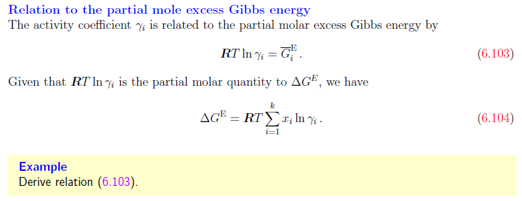 Solved Relation to the partial mole excess Gibbs energy The | Chegg.com