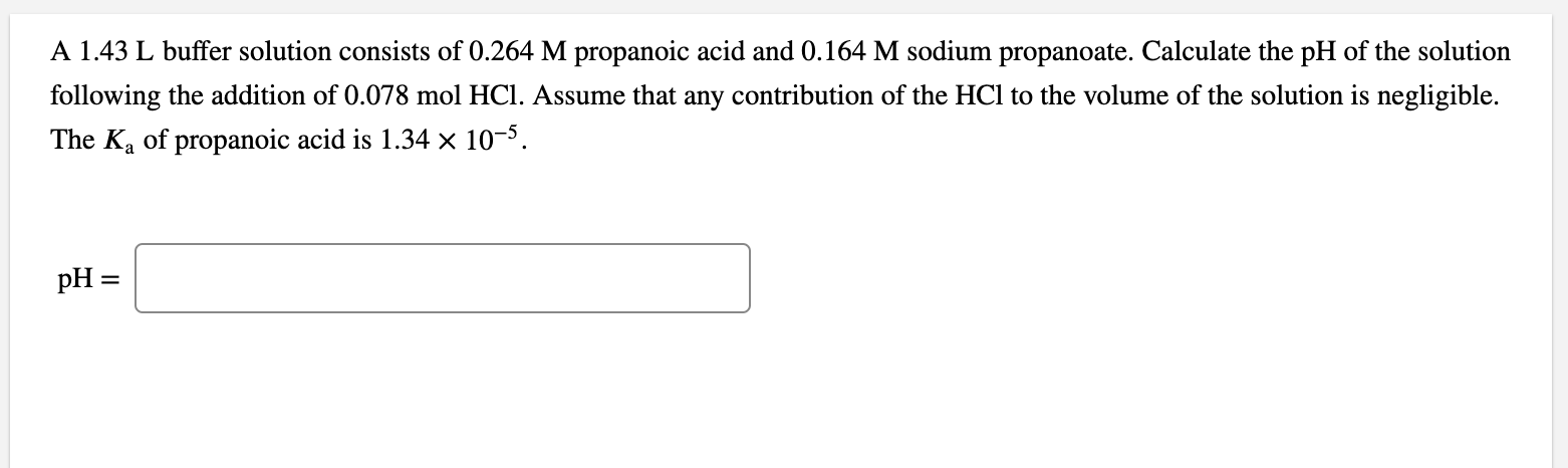 Solved A 1.43 L buffer solution consists of 0.264 M | Chegg.com