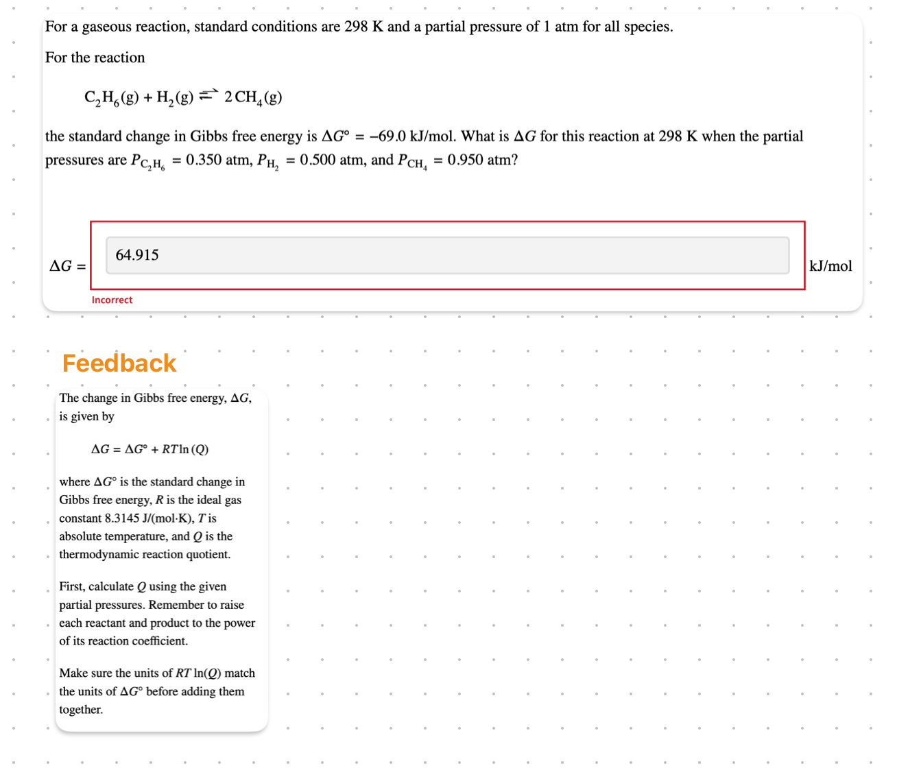 Solved For a gaseous reaction, standard conditions are 298 K | Chegg.com