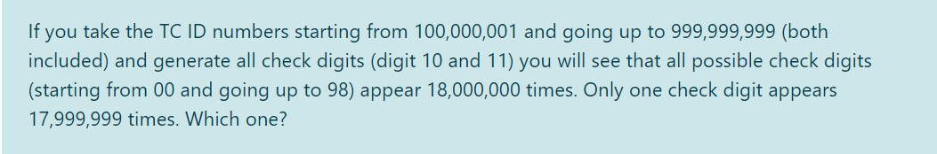 Solved If you take the TC ID numbers starting from | Chegg.com