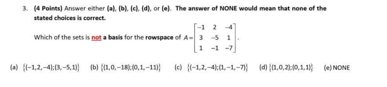 Solved 3. (4 Points) Answer either (a), (b), (c), (d), or | Chegg.com