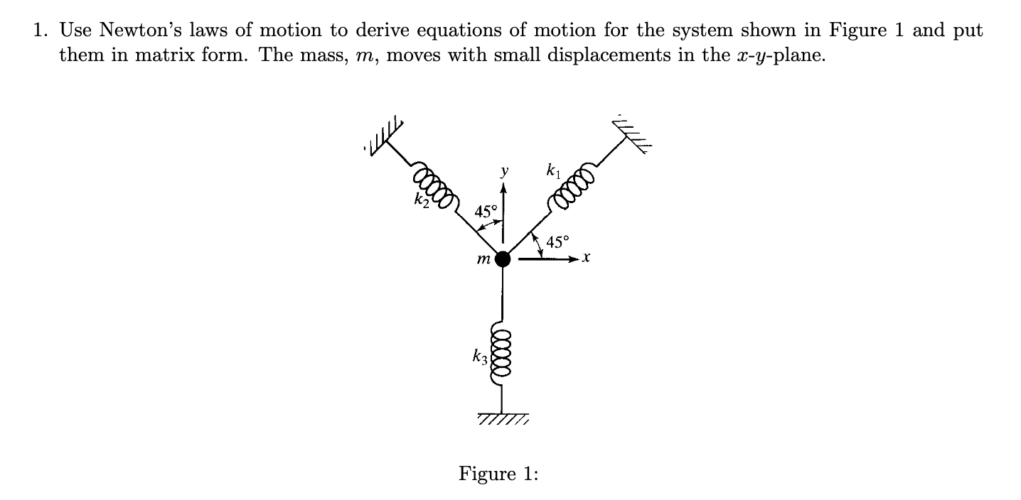 Solved 1. Use Newton's laws of motion to derive equations of | Chegg.com