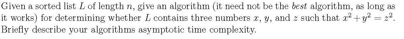 Solved Given a sorted list L of length n, give an algorithm | Chegg.com