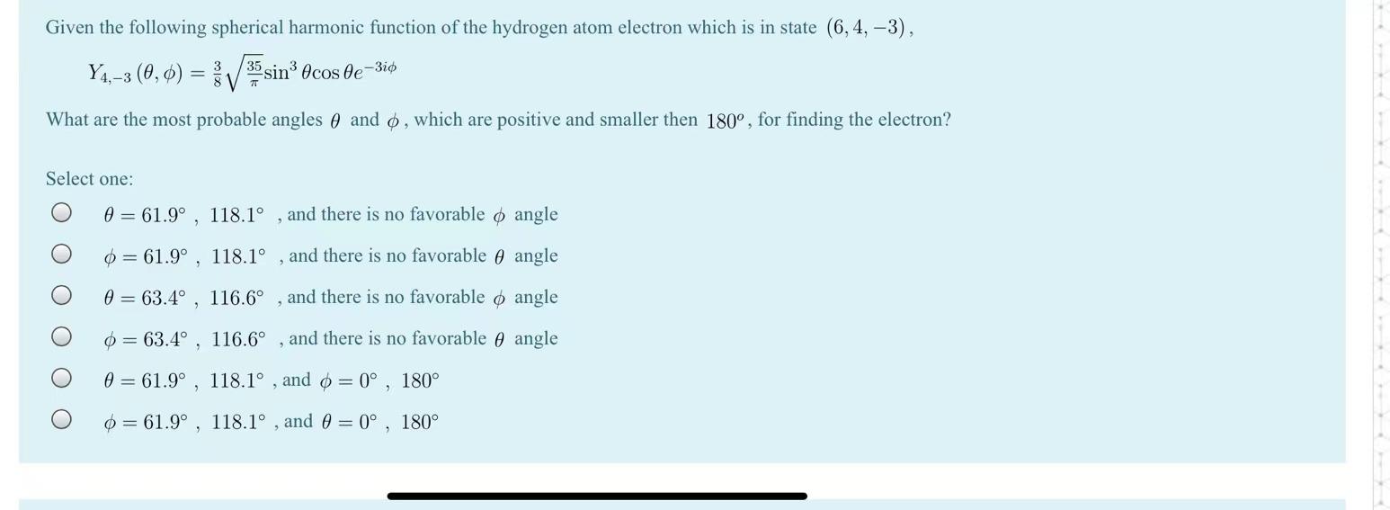 Solved Given the following spherical harmonic function of | Chegg.com