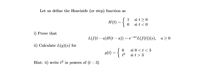 Solved Let us define the Heaviside (or step) function as | Chegg.com