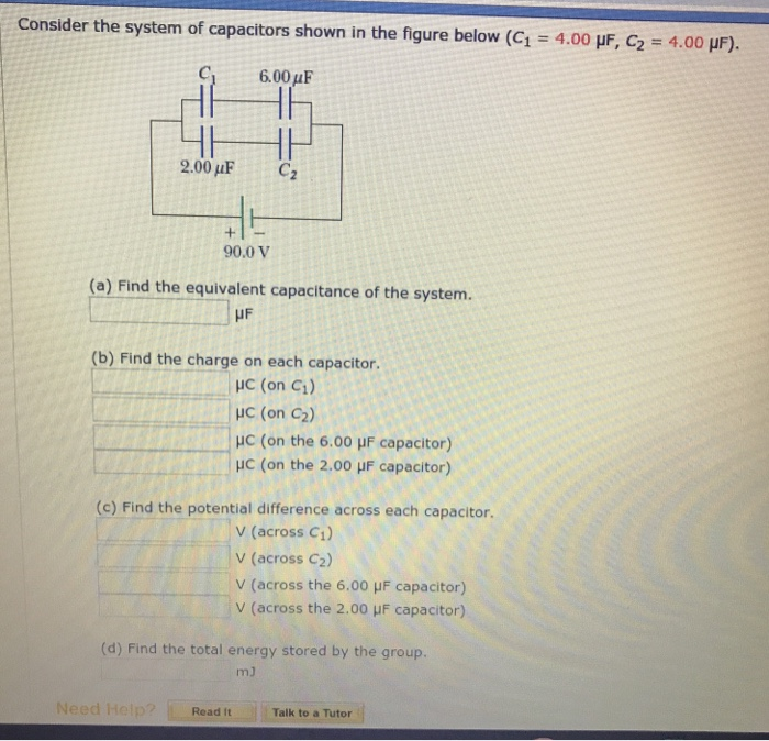 Solved consider the system of capacitors shown in the figure | Chegg.com
