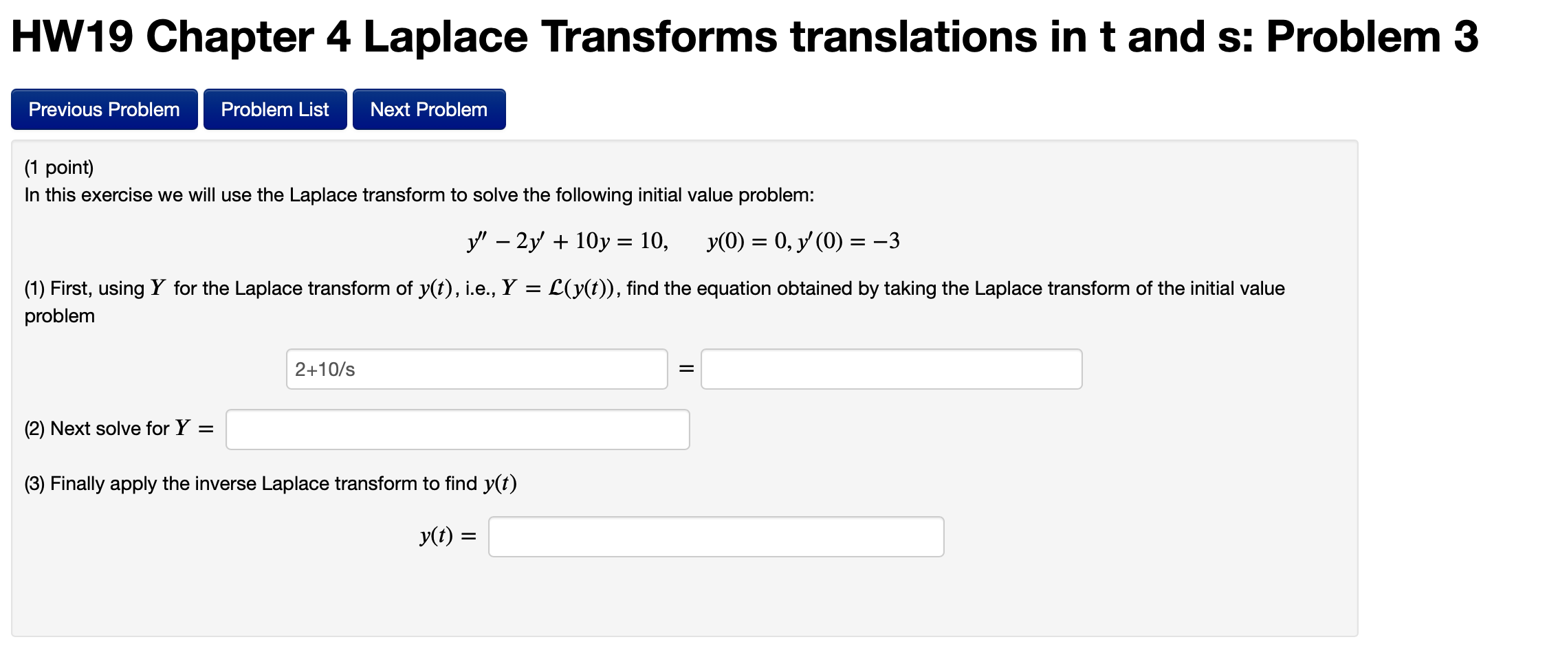 Solved HW19 Chapter 4 Laplace Transforms translations in t | Chegg.com