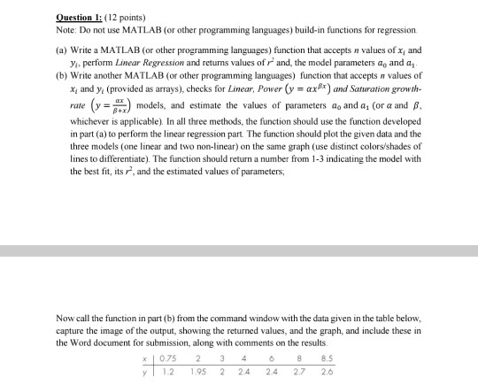 Solved Question 1: (12 points) Note: Do not use MATLAB (or | Chegg.com