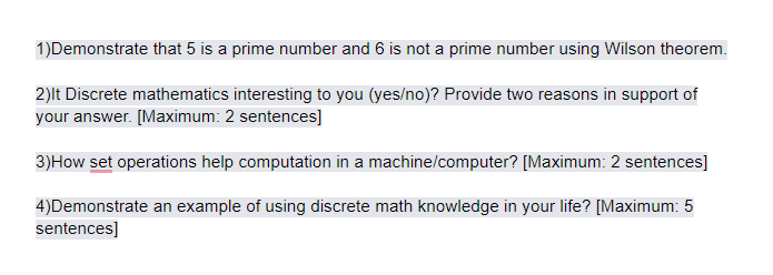 Solved 1)Demonstrate that 5 is a prime number and 6 is not a | Chegg.com