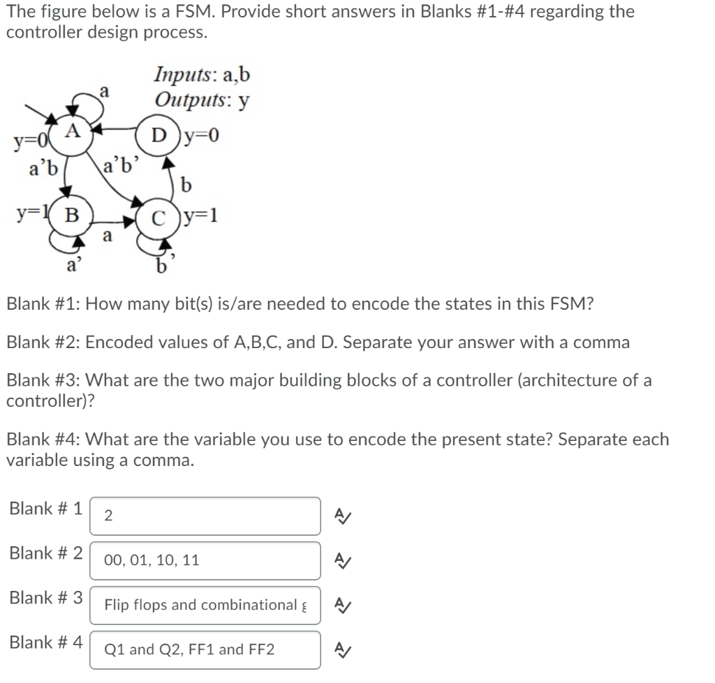 Solved The figure below is a FSM. Provide short answers in | Chegg.com