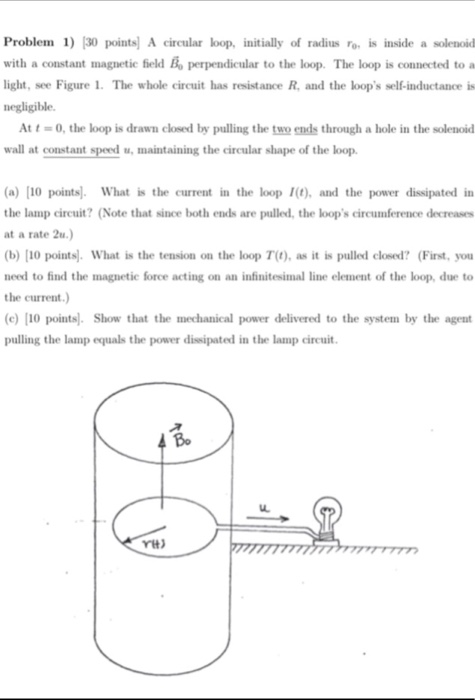 Solved A circular loop, initially of radius r0, is inside a | Chegg.com