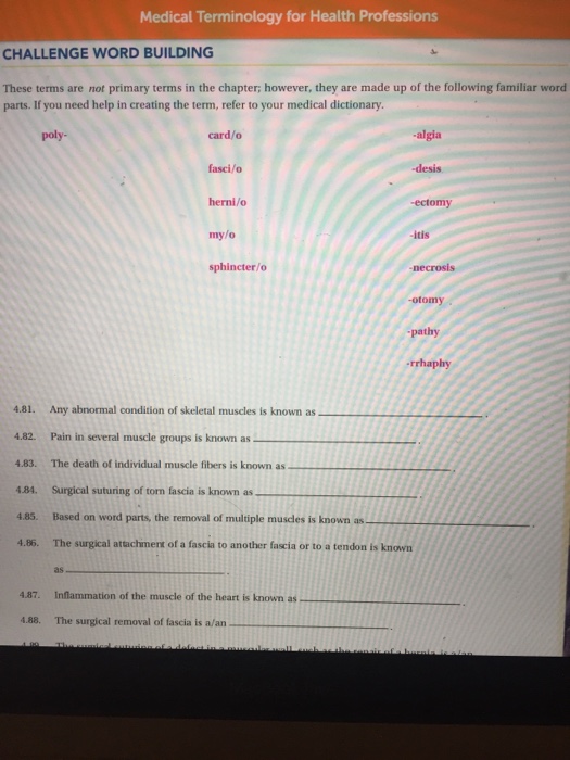 Solved Medical Terminology for Health Professions CHALLENGE | Chegg.com