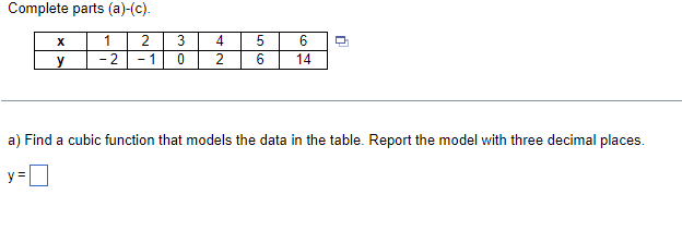 Solved Part B: Find a linear function that models the data. | Chegg.com