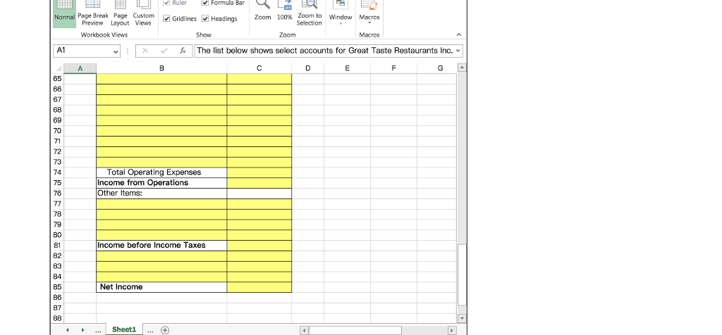 Solved Preparing an Income Statement using Excel's SUM, | Chegg.com