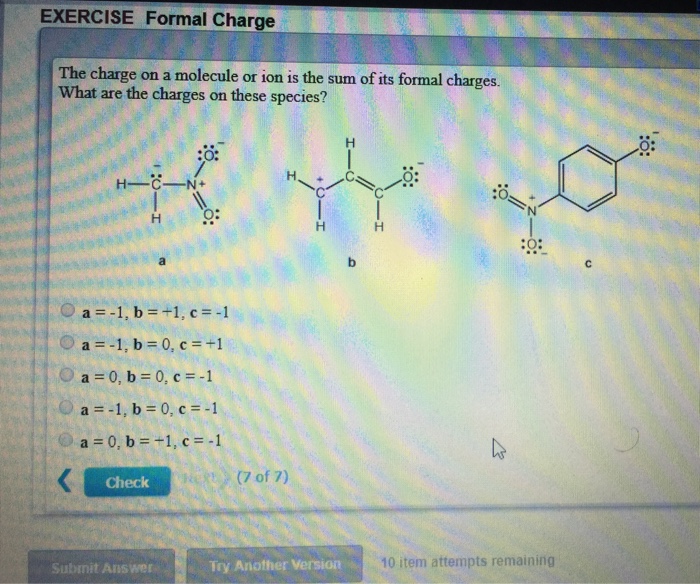 Solved EXERCISE Formal Charge The charge on a molecule or | Chegg.com