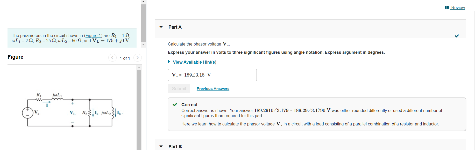 Solved The parameters in the circuit shown in (Figure 1) are | Chegg.com