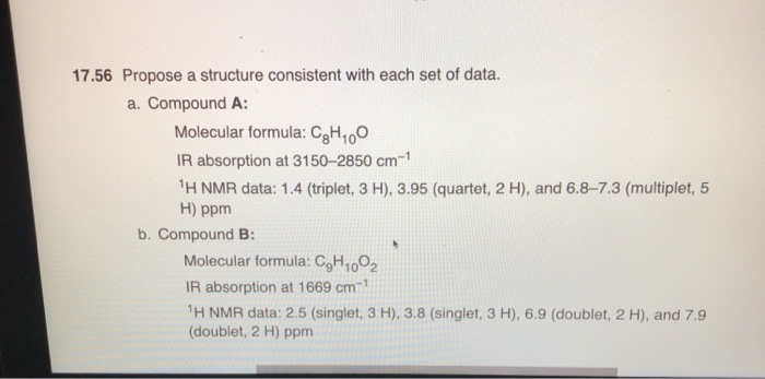 Solved Propose a structure consistent with each set of data. | Chegg.com