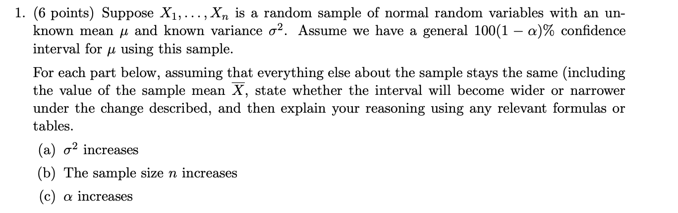 Solved 1. (6 points) Suppose X1,..., Xn is a random sample | Chegg.com