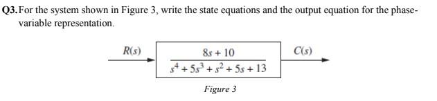 Solved Q3. For the system shown in Figure 3, write the state | Chegg.com