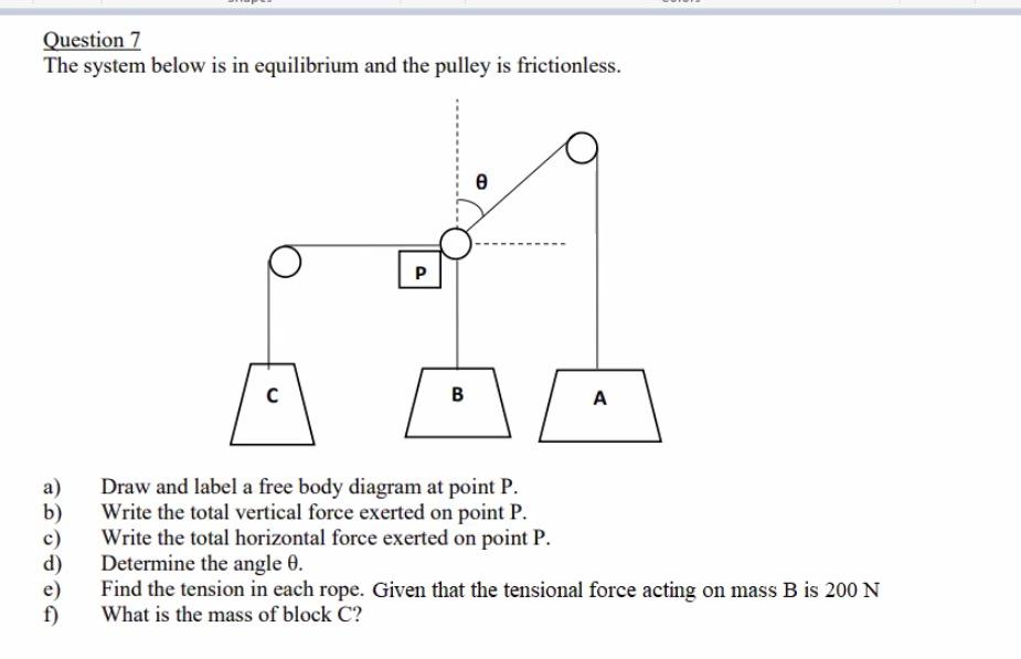 Solved the system below is in equilibrium and the pulley is | Chegg.com