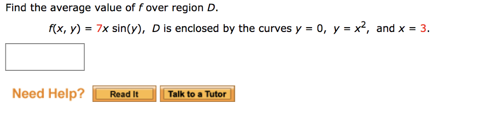 Solved Find the average value of f over region D f(x, y) - | Chegg.com