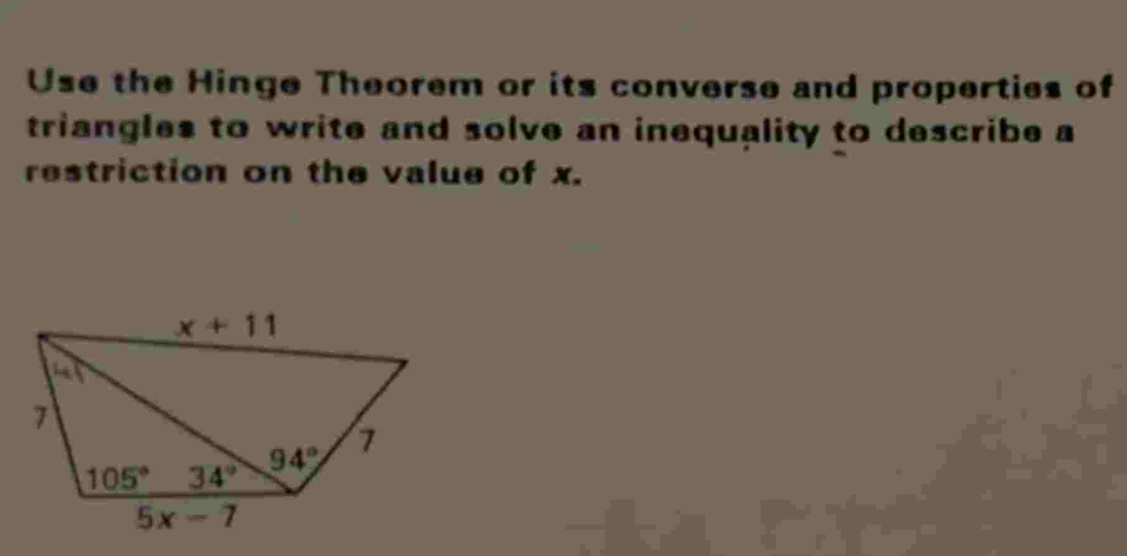 Solved Use The Hinge Theorem Or Its Converse And Properties