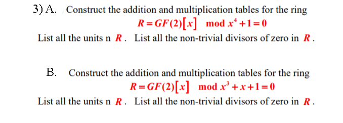 Solved 3) A. Construct the addition and multiplication | Chegg.com