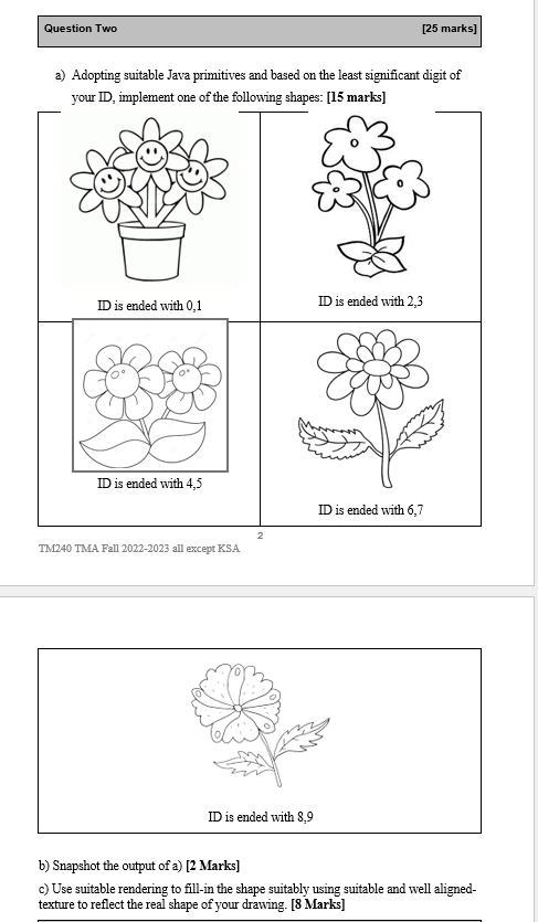 Solved a) Adopting suitable Java primitives and based on the | Chegg.com
