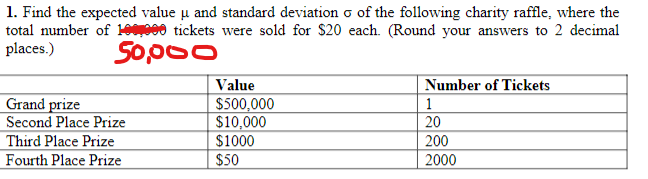 Solved 1. Find the expected value μ and standard deviation σ | Chegg.com