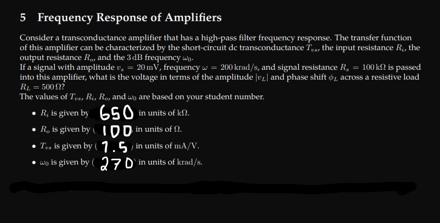 Solved 5 Frequency Response of Amplifiers Consider a | Chegg.com
