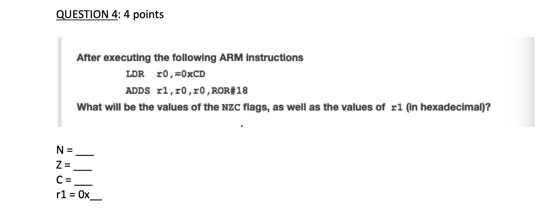 Solved After executing the following ARM instructions LDR | Chegg.com