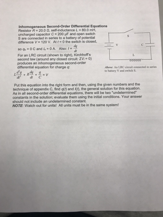 Solved Inhomogeneous Second-Order Differential Equations | Chegg.com