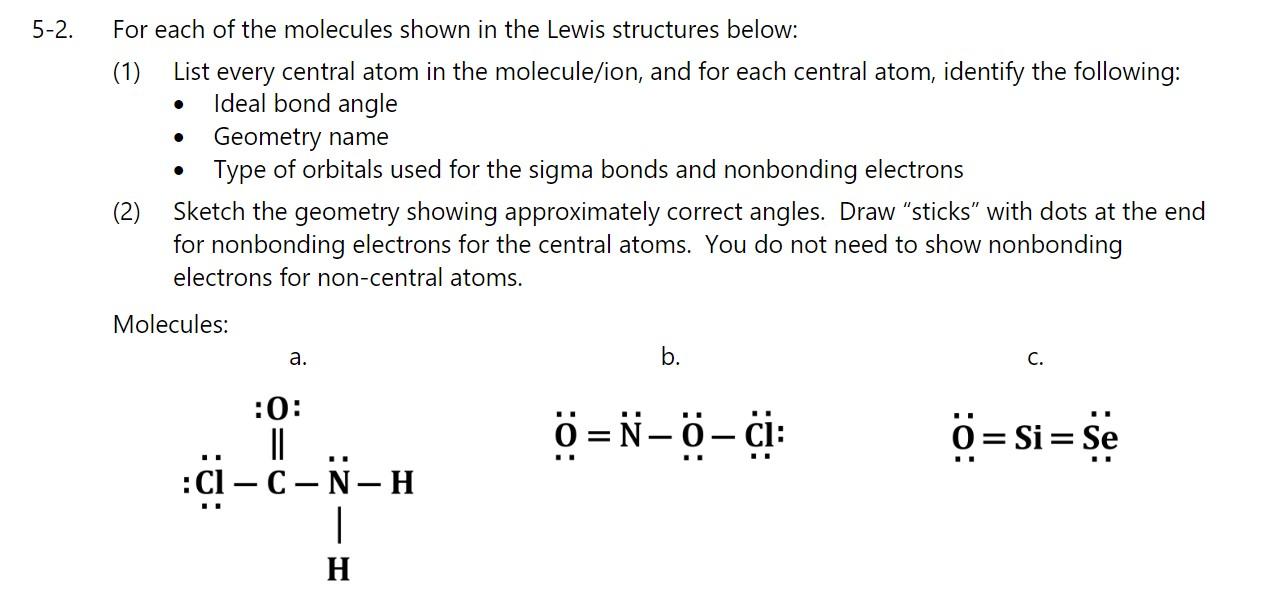 Solved For each of the molecules shown in the Lewis | Chegg.com